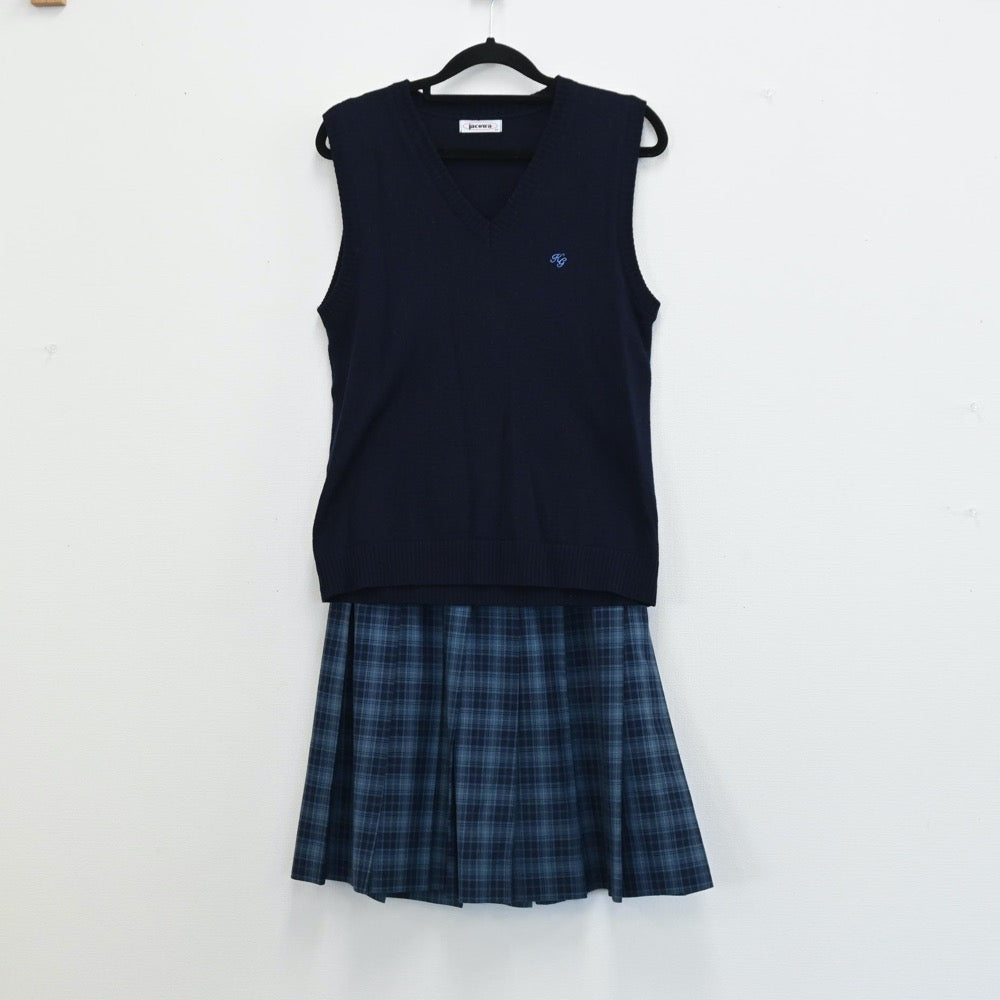 【中古制服】千葉県 敬愛学園高等学校 女子制服 2点（ニットベスト・スカート）sf001334【リサイクル学生服】 中古制服通販パレイド