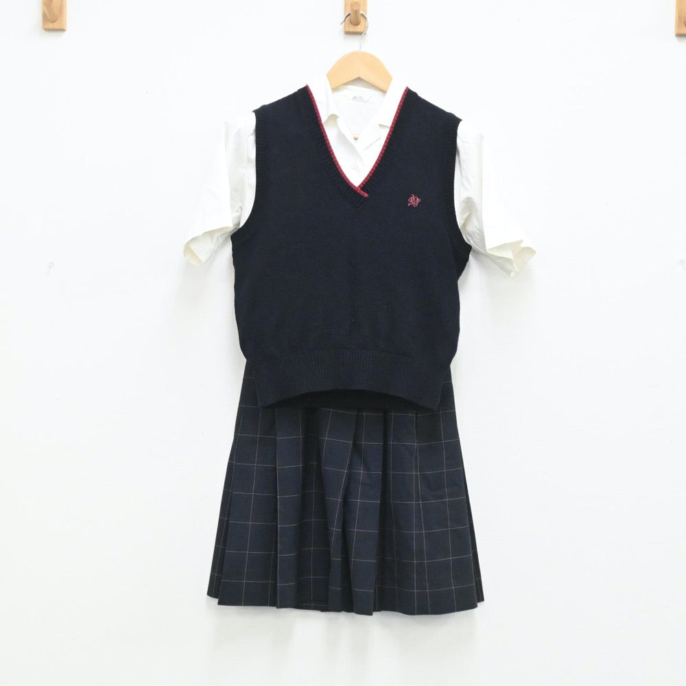 【中古制服】神奈川県 神奈川学園中学・高等学校 女子制服 4点（シャツ・ニットベスト・スカート）sf003717【リサイクル学生服】 中古