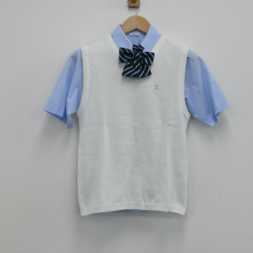 【中古制服】北海道 苫小牧総合経済高等学校 女子制服 5点（シャツ・シャツ・ニットベスト）sf004117【リサイクル学生服】 中古制服