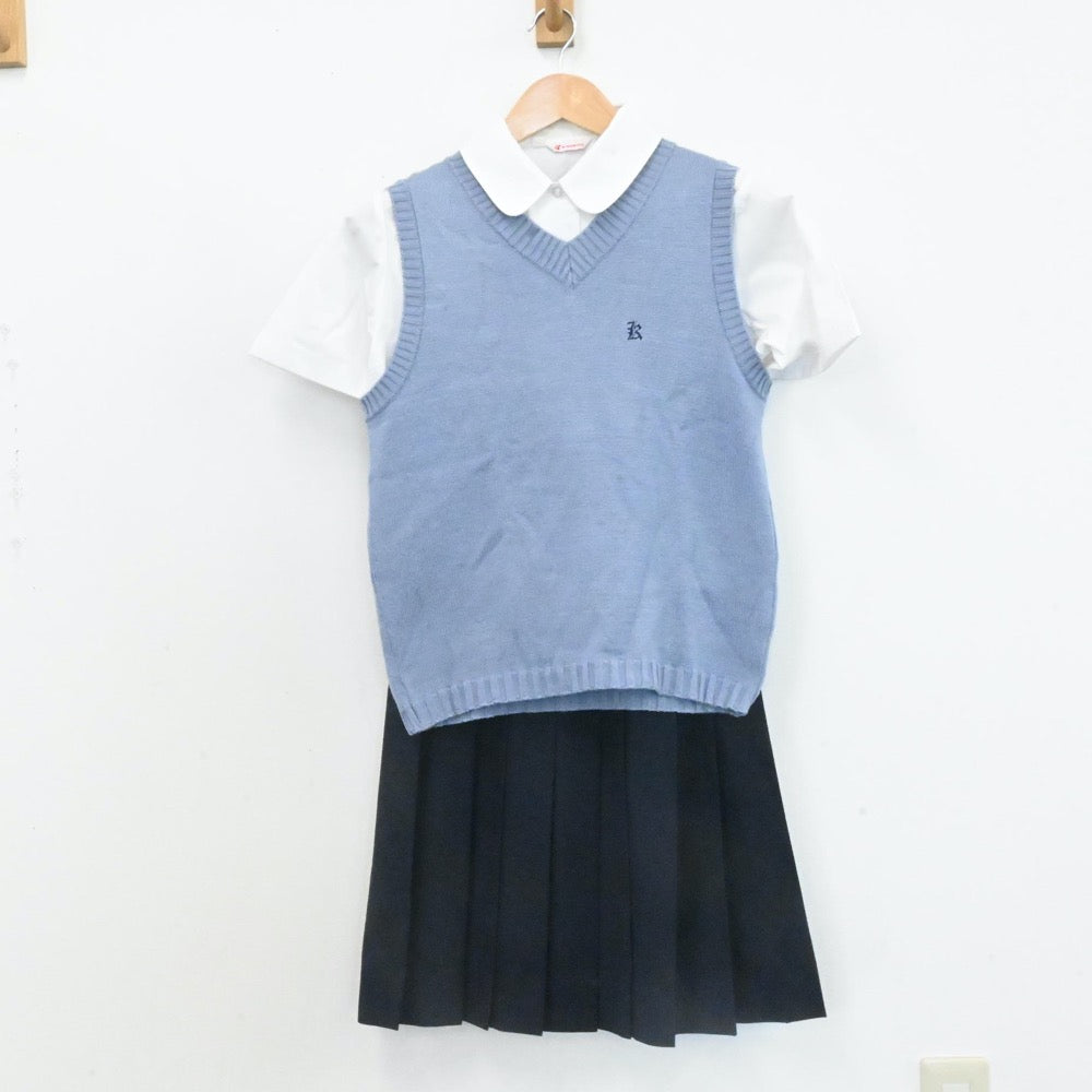 【中古制服】静岡県 常葉大学付属菊川高等学校 女子制服 3点（ニットベスト・シャツ・スカート）sf006986【リサイクル学生服】 中古