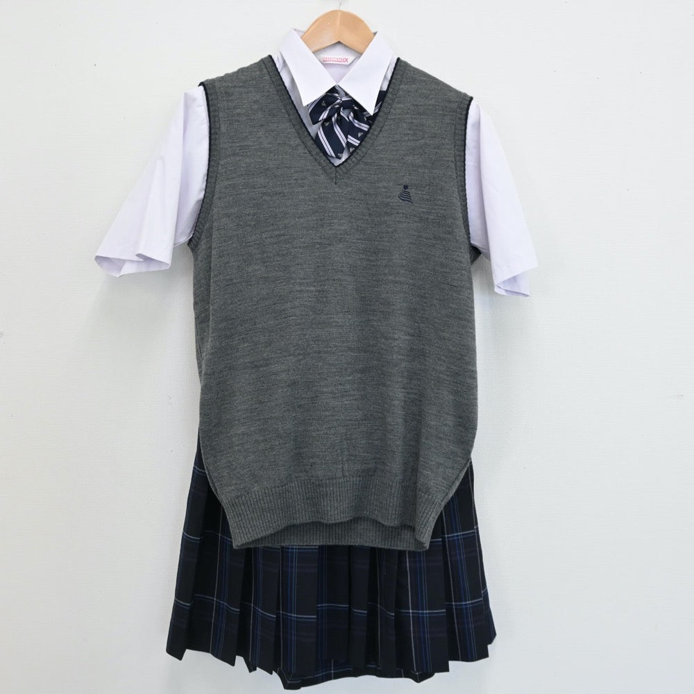 【中古制服】神奈川県 横浜創学館高等学校 女子制服 5点(シャツ・ニットベスト・スカート)sf008416【リサイクル学生服】 中古制服