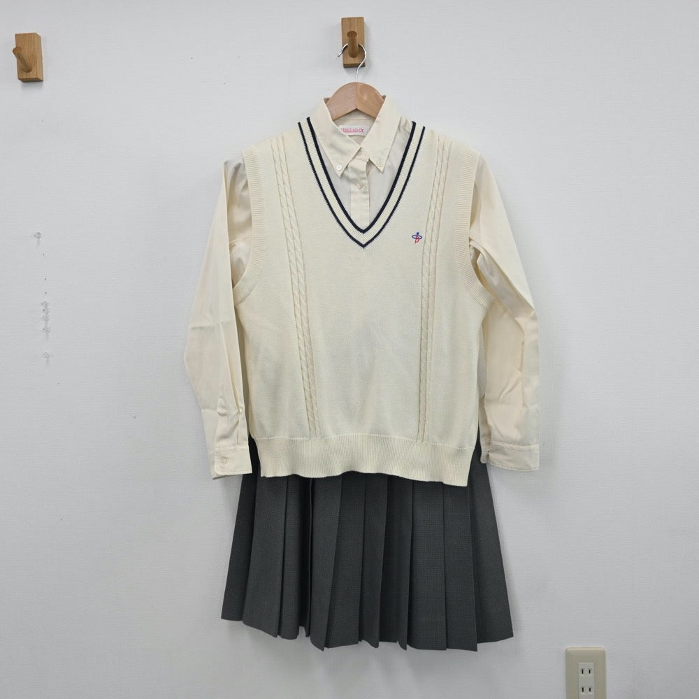 【中古制服】富山県 富山第一高等学校 女子制服 3点（シャツ・ニットベスト・スカート）sf010272【リサイクル学生服】 中古制服通販パレイド