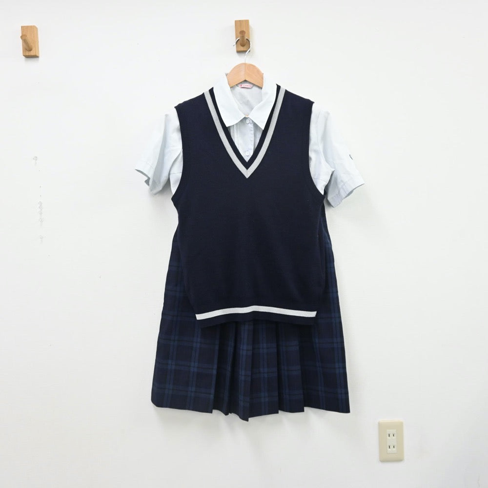 【中古制服】静岡県 加藤学園高等学校 女子制服 3点（シャツ・ニットベスト・スカート）sf010637【リサイクル学生服】 中古制服通販パレイド