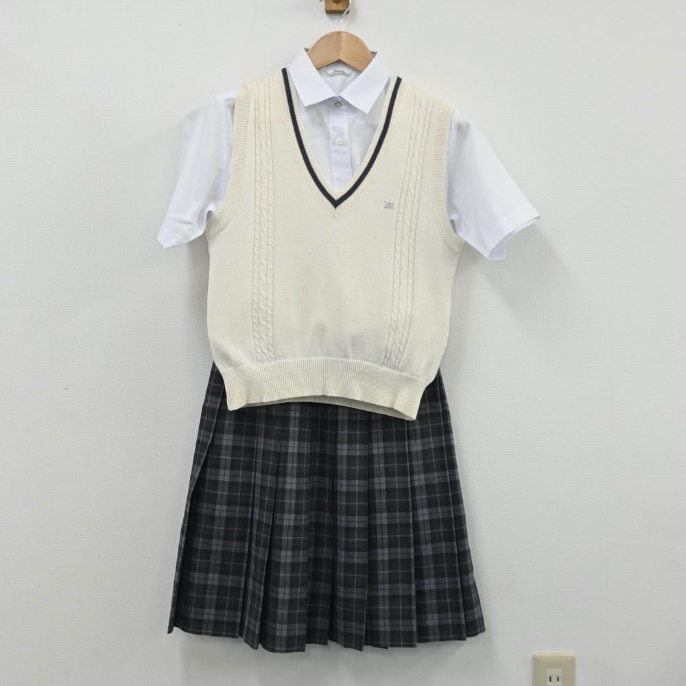 【中古制服】埼玉県 埼玉県立三郷北高等学校 女子制服 3点（シャツ・ニットベスト・スカート）sf010712【リサイクル学生服】 中古制服