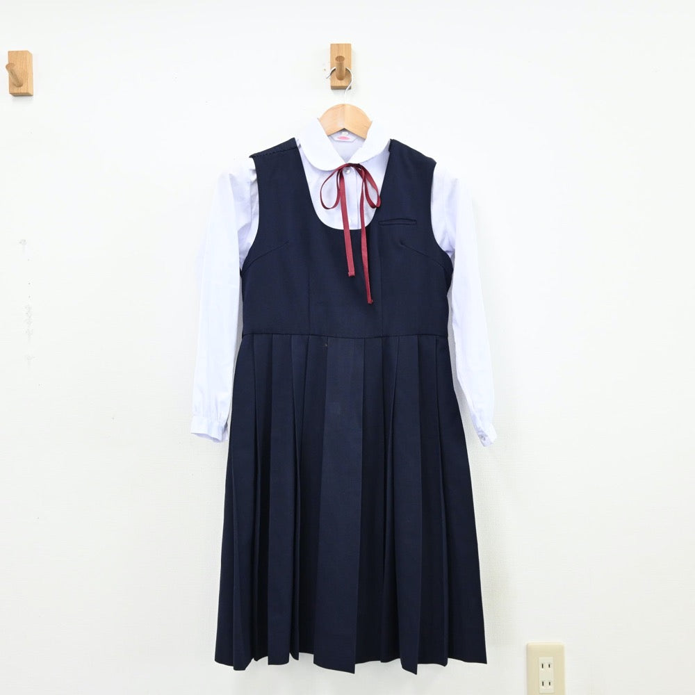 【中古制服】福岡県 福岡教育大学附属小倉中学校 女子制服 3点（シャツ・ジャンパースカート）sf011098【リサイクル学生服】 中古制服