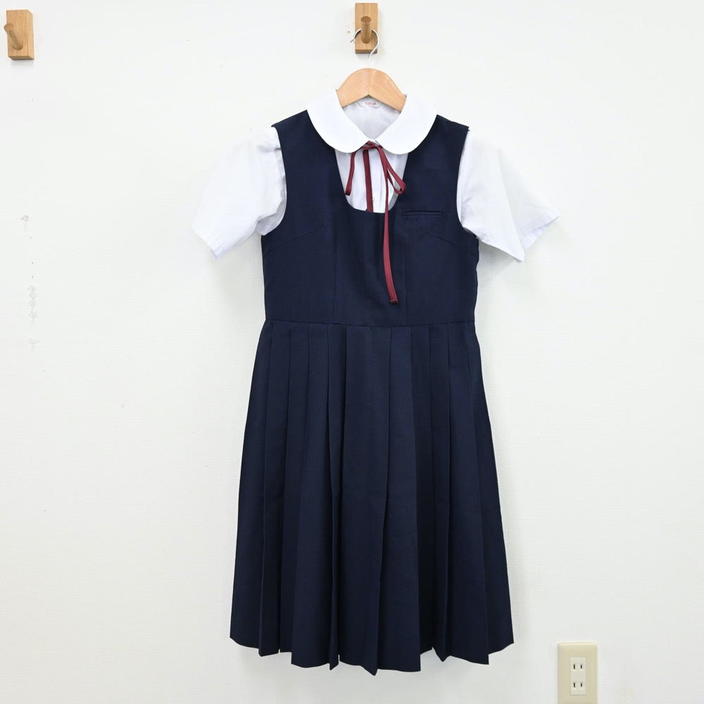 【中古制服】福岡県 福岡教育大学附属小倉中学校 女子制服 3点(シャツ・ジャンパースカート)sf011100【リサイクル学生服】 中古制服