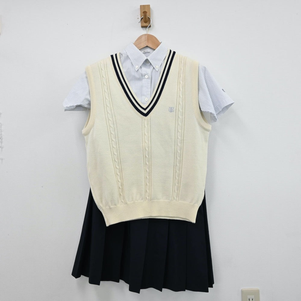 【中古制服】福島県 平商業高等学校 女子制服 5点（セーラー服・シャツ・ニットベスト・スカート）sf011698【リサイクル学生服】 中古