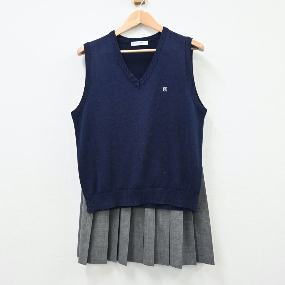 【中古制服】茨城県 牛久高等学校 女子制服 2点(ニットベスト・スカート)sf012238【リサイクル学生服】 中古制服通販パレイド