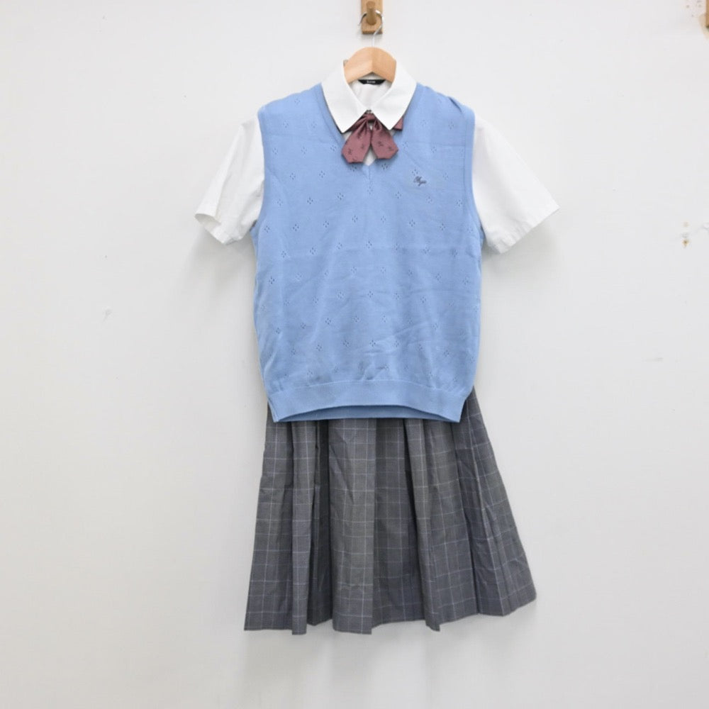 【中古制服】東京都 鴎友学園女子中学校 女子制服 5点（シャツ・ニットベスト・ベスト・スカート）sf012495【リサイクル学生服】 中古