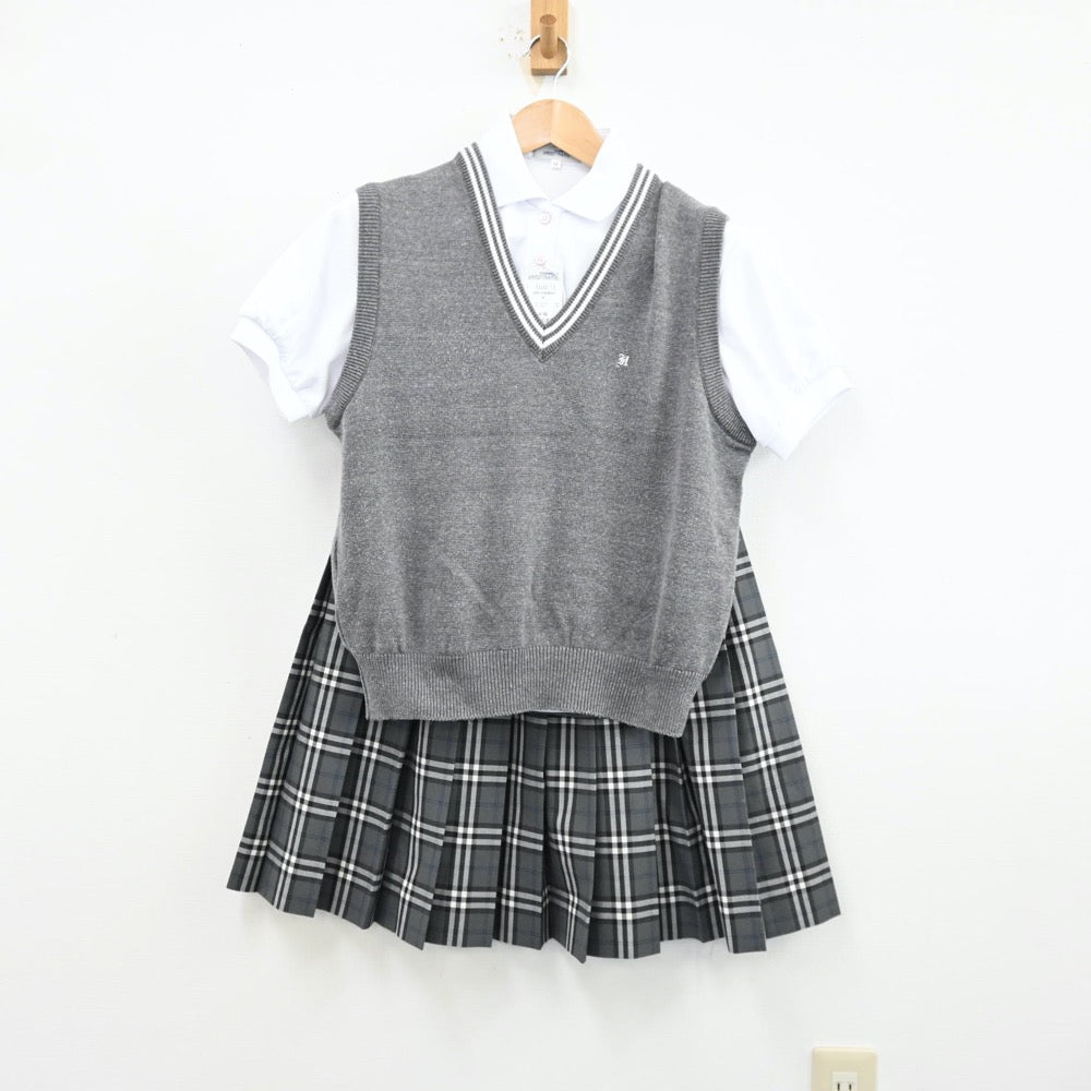 【中古制服】大阪府 阪南大学高等学校 女子制服 6点（シャツ・ニットベスト・スカート）sf012838【リサイクル学生服】 中古制服通販パレイド
