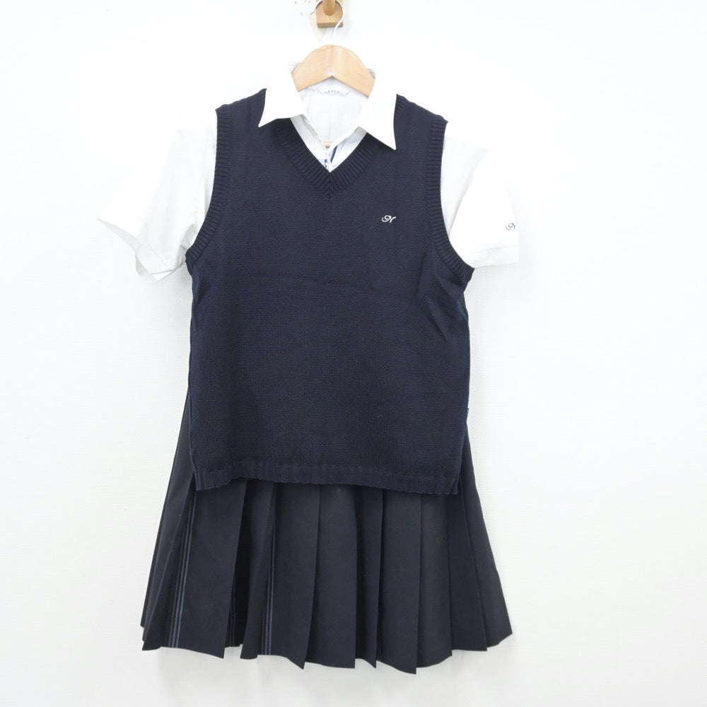 【中古制服】東京都 中村学園女子高等学校 女子制服 3点（シャツ・ニットベスト・スカート）sf013425【リサイクル学生服】 中古制服