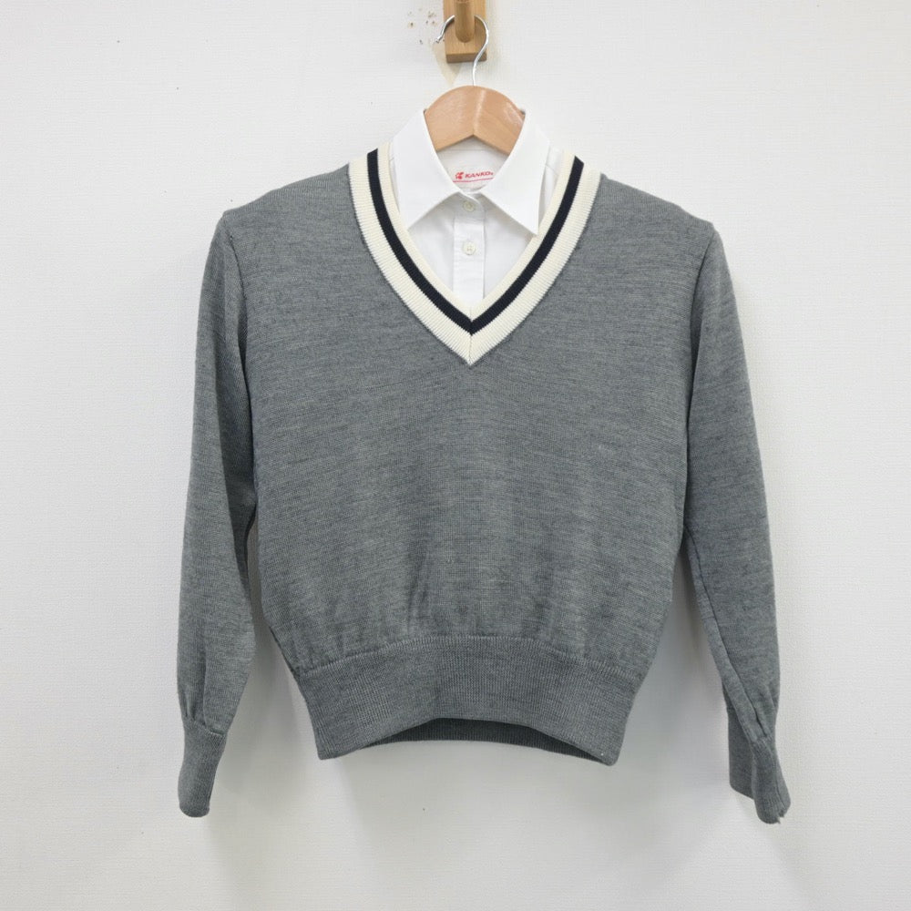 【中古制服】大阪府 清教学園高等学校 女子制服 2点（シャツ・ニット）sf013643【リサイクル学生服】 中古制服通販パレイド
