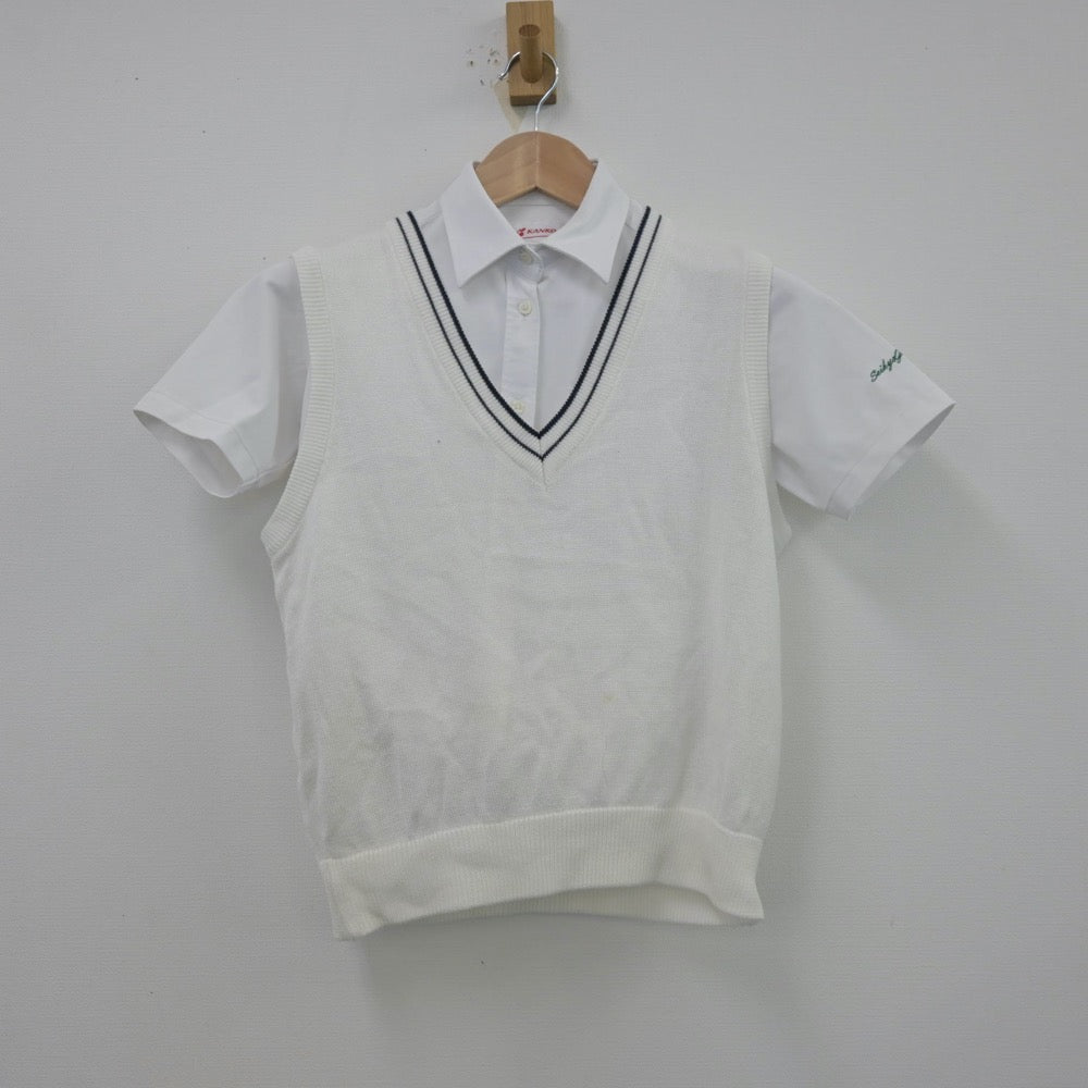 【中古制服】大阪府 清教学園高等学校 女子制服 2点（シャツ・ニットベスト）sf013657【リサイクル学生服】 中古制服通販パレイド