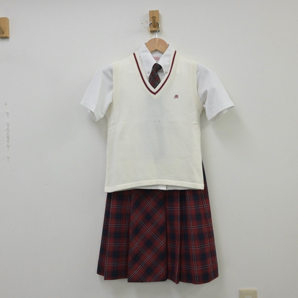 【中古制服】大分県 別府溝部学園高等学校 女子制服 4点（シャツ・ニットベスト・スカート）sf013861【リサイクル学生服】 中古制服