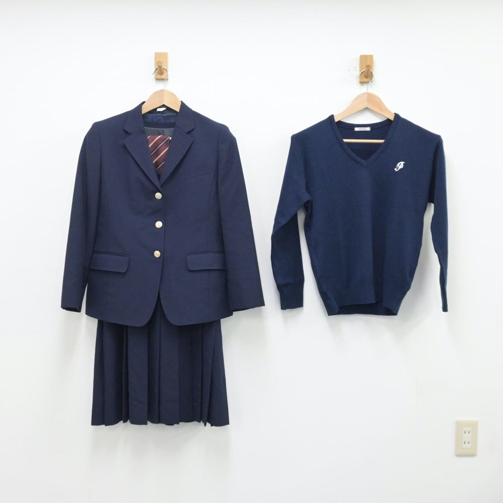 【中古制服】熊本県 熊本市立必由館高等学校 女子制服 4点（ブレザー・ニット・ジャンパースカート）sf014214【リサイクル学生服