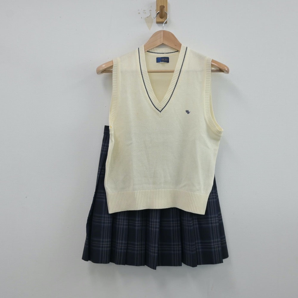 【中古制服】神奈川県 中央大学附属横浜高等学校 女子制服 3点（ニットベスト・スカート）sf014515【リサイクル学生服】 中古制服通販パレイド