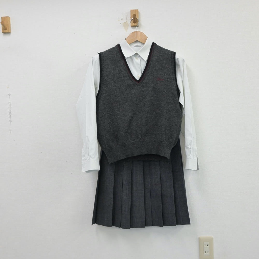 【中古制服】徳島県 城南高等学校 女子制服 3点（シャツ・ニットベスト・スカート）sf014999【リサイクル学生服】 中古制服通販パレイド
