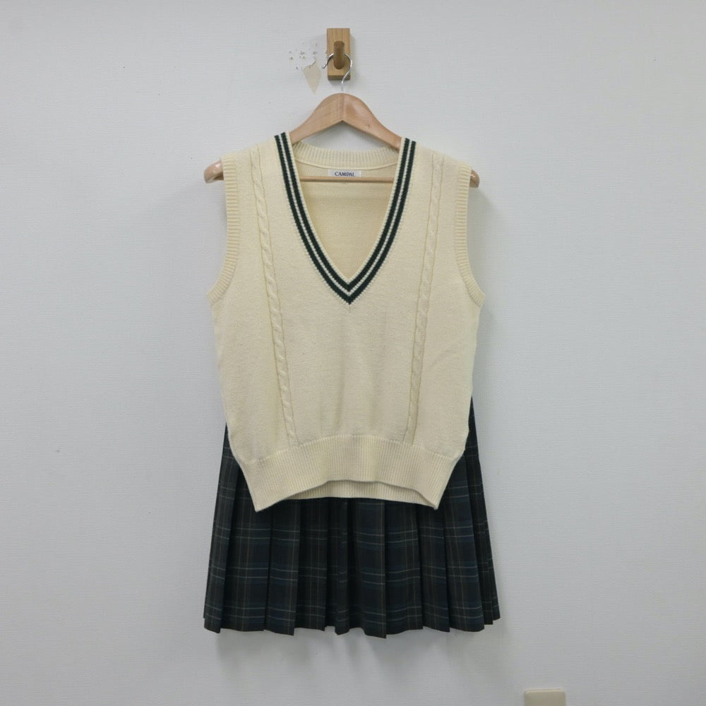 【中古制服】北海道 北海道札幌西陵高等学校 女子制服 3点（ニットベスト・ベスト・スカート）sf015456【リサイクル学生服】 中古制服