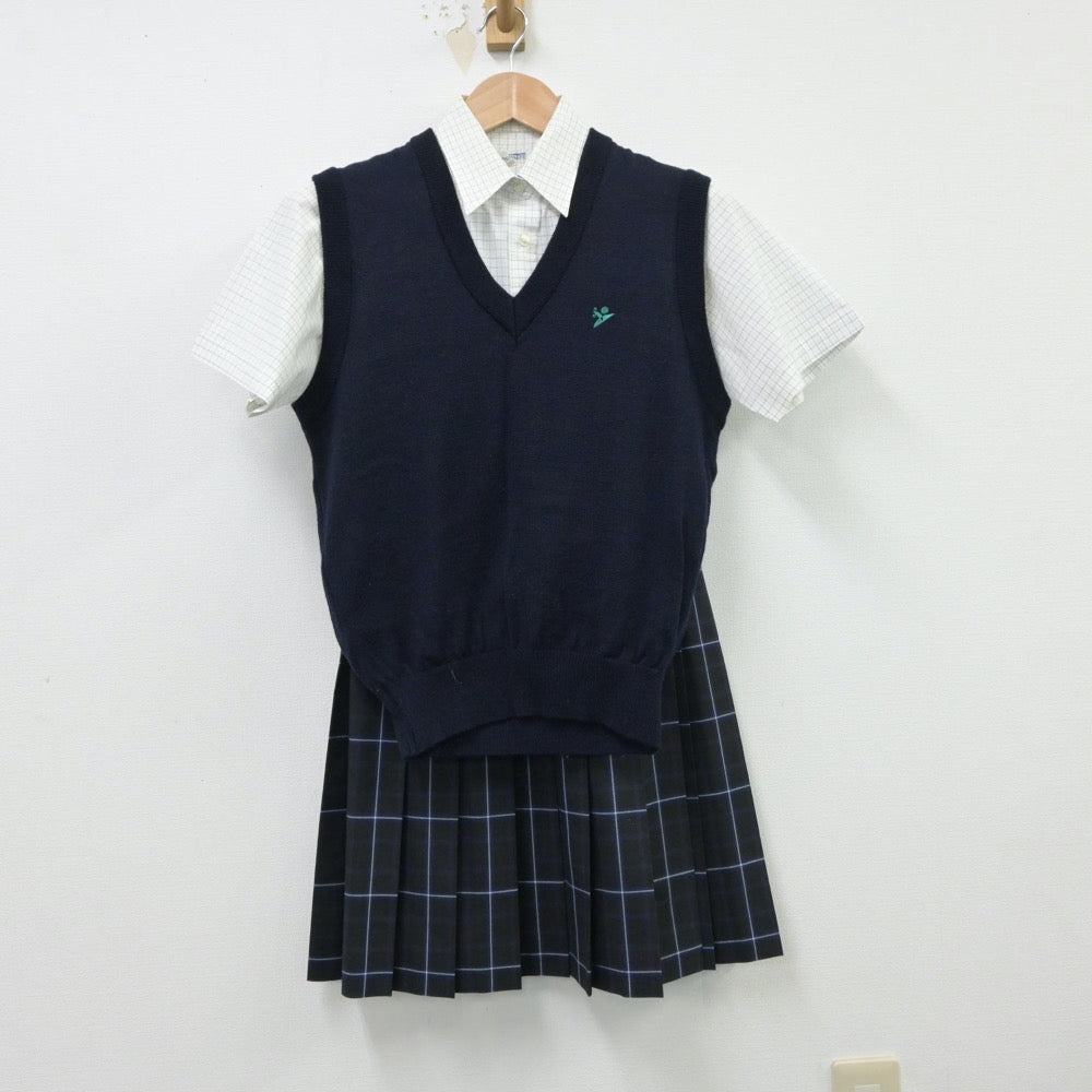 【中古制服】岐阜県 岐阜県立大垣養老高等学校 女子制服 4点（シャツ・スカート・ニットベスト・スカート）sf015466【リサイクル学生服