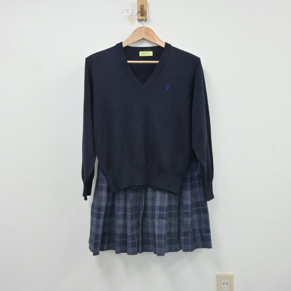 【中古制服】奈良県 奈良大学附属高等学校 女子制服 3点（ニット・スカート）sf016273【リサイクル学生服】 中古制服通販パレイド