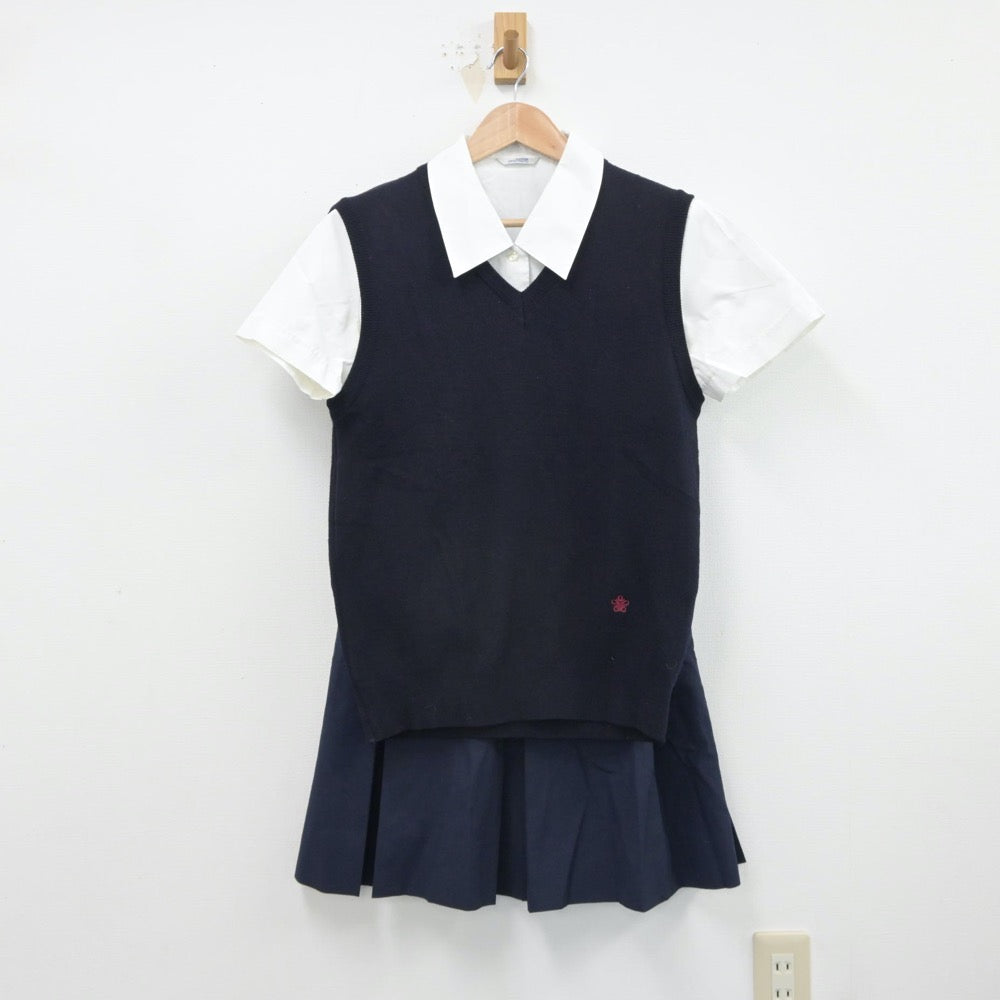 【中古制服】福岡県 筑紫高等学校 女子制服 3点（シャツ・ニットベスト・スカート）sf016510【リサイクル学生服】 中古制服通販パレイド