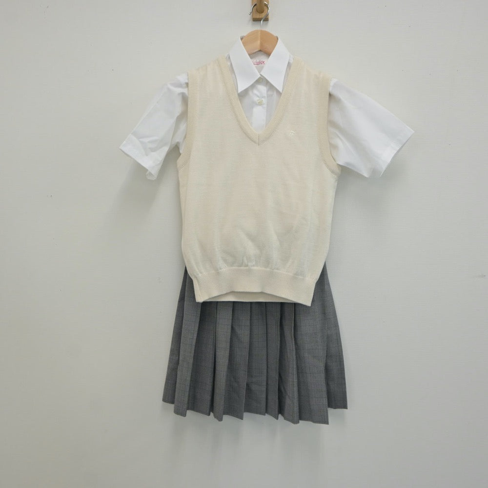 【中古制服】東京都 東洋高等学校 女子制服 3点（シャツ・ニットベスト・スカート）sf016893【リサイクル学生服】 中古制服通販パレイド