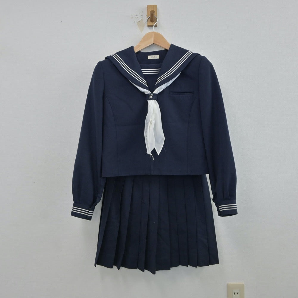 【中古制服】秋田県 秋田西中学校 女子制服 4点（セーラー服・スカート）sf017107【リサイクル学生服】 中古制服通販パレイド