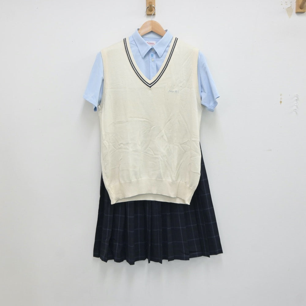 【中古制服】愛知県 名古屋市立西陵高等学校 女子制服 4点（シャツ・ニットベスト・スカート）sf017746【リサイクル学生服】 中古制服