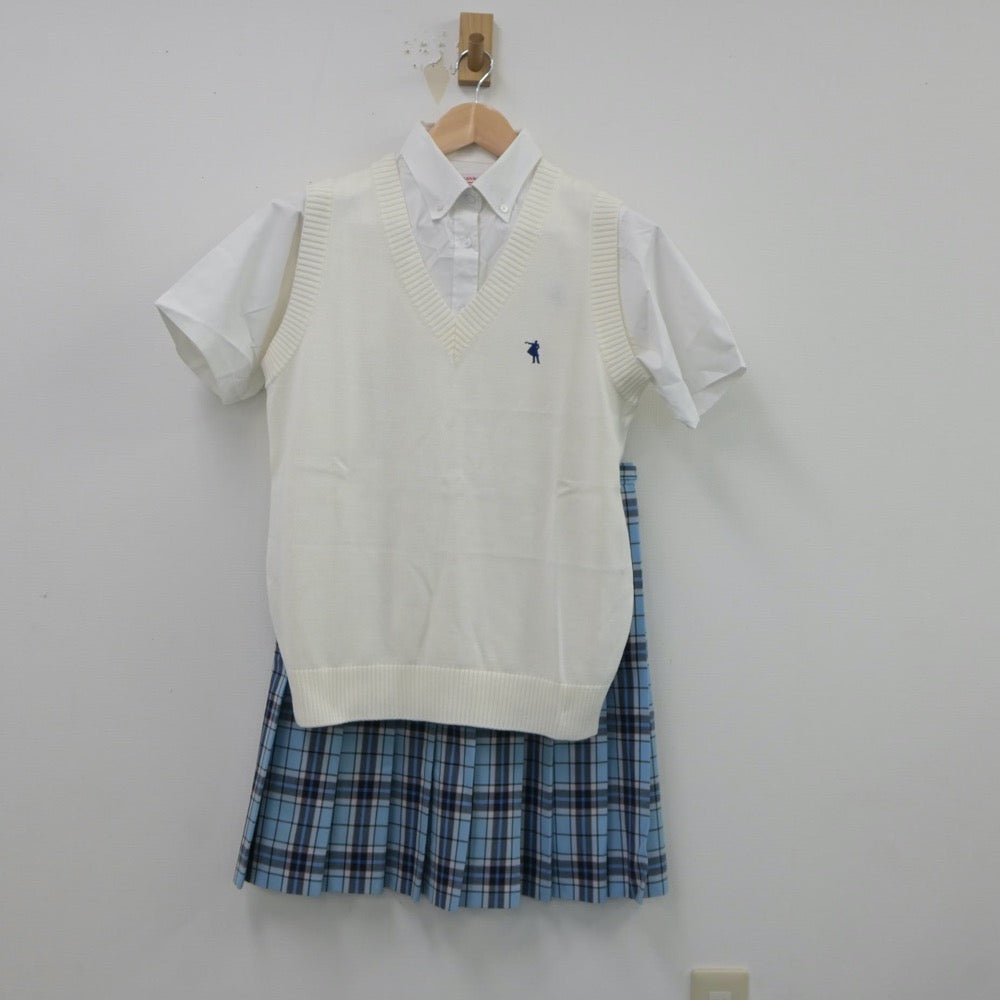 【中古制服】神奈川県 クラーク記念国際高等学校 女子制服 5点（シャツ・ニットベスト・スカート）sf018005【リサイクル学生服】 中古