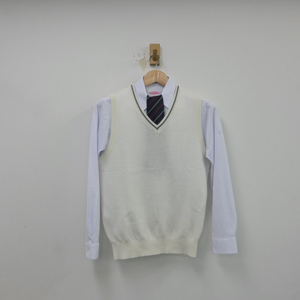 【中古制服】大阪府 淀商業高等学校 女子制服 3点（シャツ・ニットベスト）sf018193【リサイクル学生服】 中古制服通販パレイド