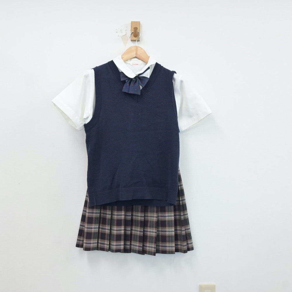 【中古制服】大阪府 関西大学第一中学校・高等学校 女子制服 4点（シャツ・ニットベスト・スカート）sf018772【リサイクル学生服