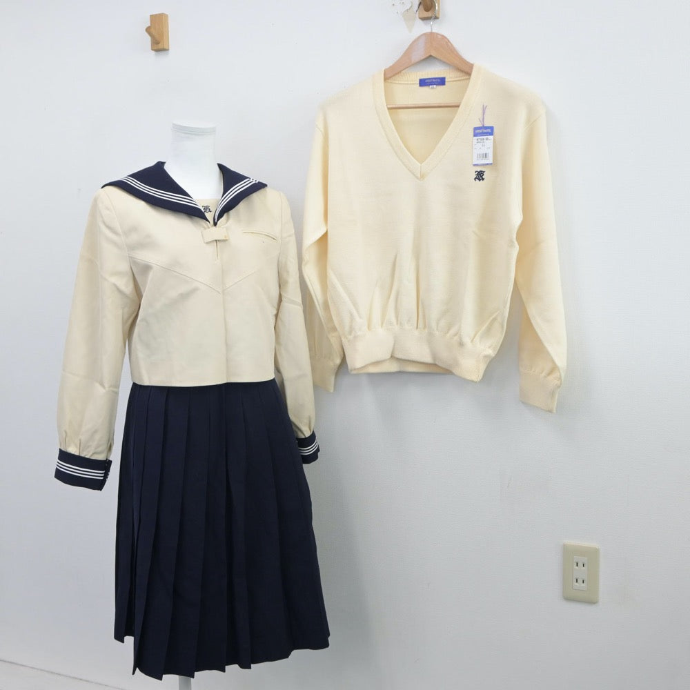 【中古制服】東京都 國學院大學久我山中学高等学校 女子制服 3点(セーラー服・ニット・スカート)sf019155【リサイクル学生服】 中古