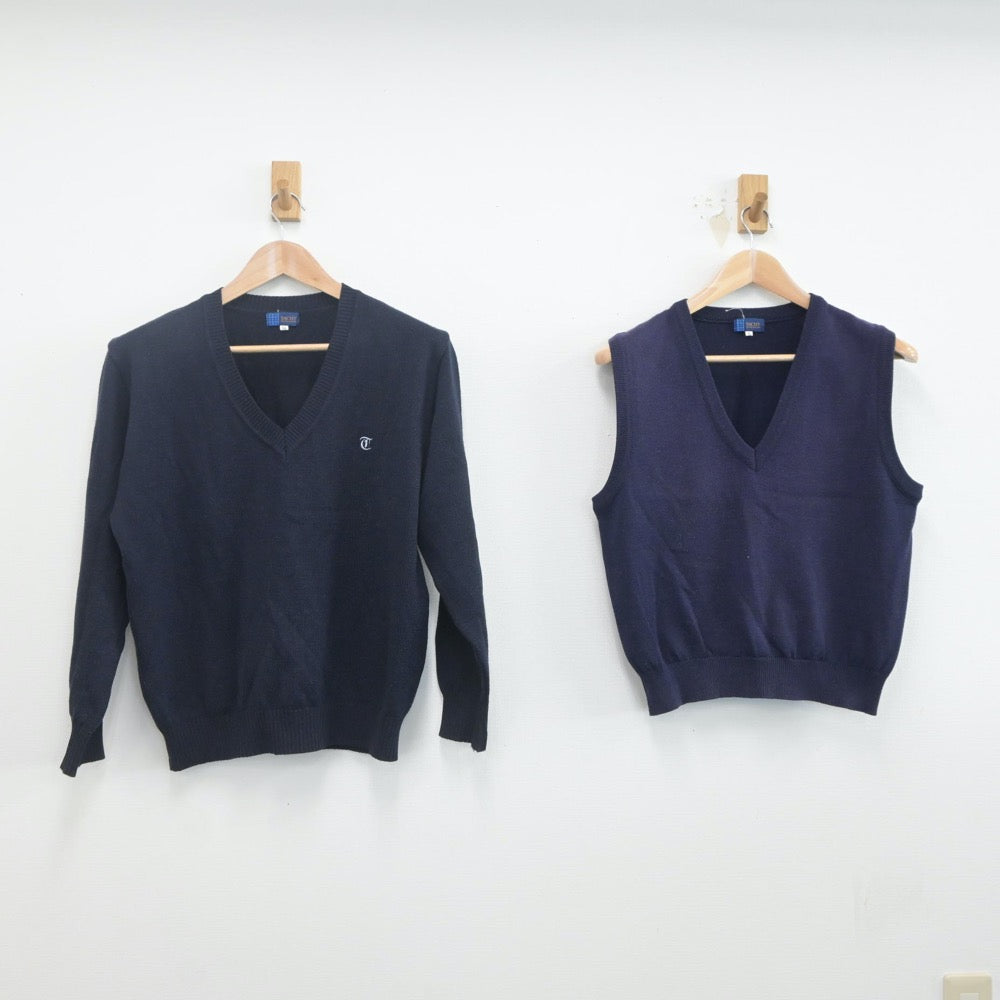 【中古制服】東京都 鶴川高等学校 女子制服 2点（ニット・ニットベスト）sf019723【リサイクル学生服】 中古制服通販パレイド