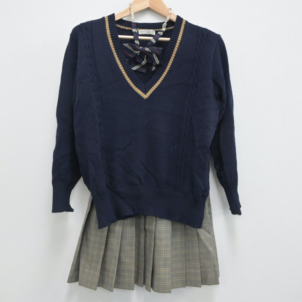【中古制服】三重県 高田学苑 高田中学校・高等学校 女子制服 4点（ニット・スカート・スカート）sf021000【リサイクル学生服】 中古