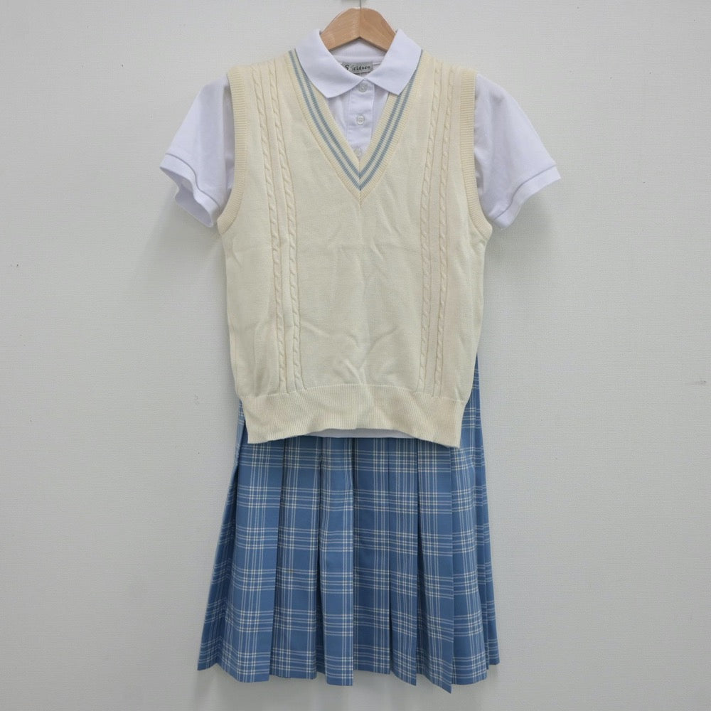 【中古制服】北海道 北海道札幌東商業高等学校 女子制服 3点（シャツ・ニットベスト・スカート）sf021022【リサイクル学生服】 中古