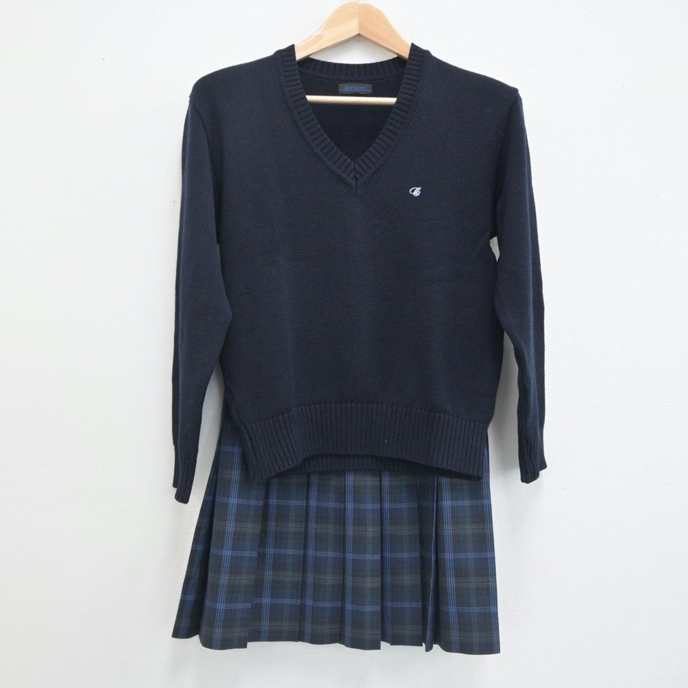 【中古制服】千葉県 千葉商科大学付属高等学校 女子制服 2点（ニット・スカート）sf021059【リサイクル学生服】 中古制服通販パレイド
