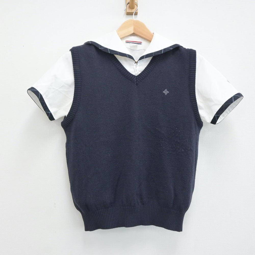 【中古制服】長崎県 鎮西学院高等学校 女子制服 2点（セーラー服・ニットベスト）sf021437【リサイクル学生服】 中古制服通販パレイド