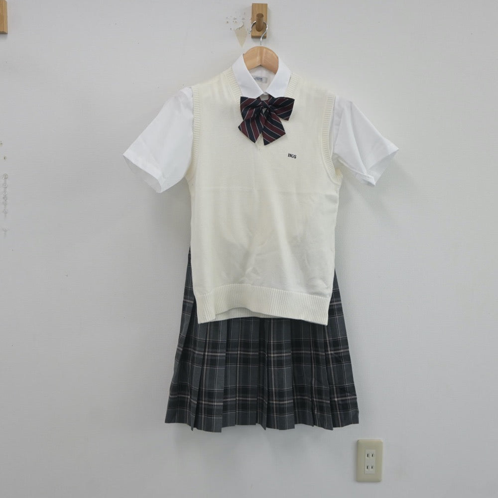 【中古制服】北海道 北海学園札幌高等学校 女子制服 4点（シャツ・ニットベスト・スカート）sf021942【リサイクル学生服】 中古制服