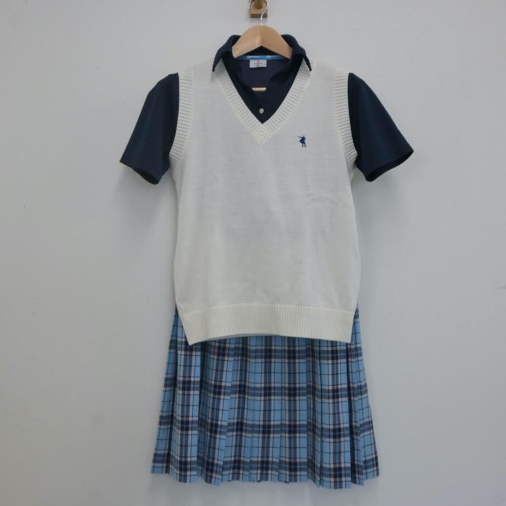 【中古制服】 クラーク記念国際高等学校 女子制服 4点（シャツ・ニットベスト・スカート）sf022092【リサイクル学生服】 中古制服通販パレイド