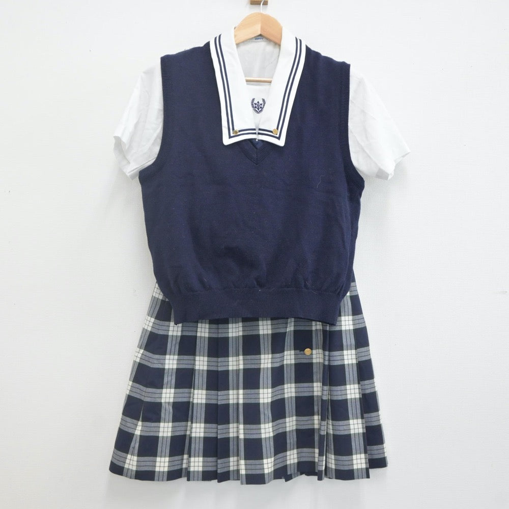 【中古制服】東京都 鶴川高等学校 女子制服 4点（セーラー服・ニットベスト・スカート）sf022302【リサイクル学生服】 中古制服通販パレイド