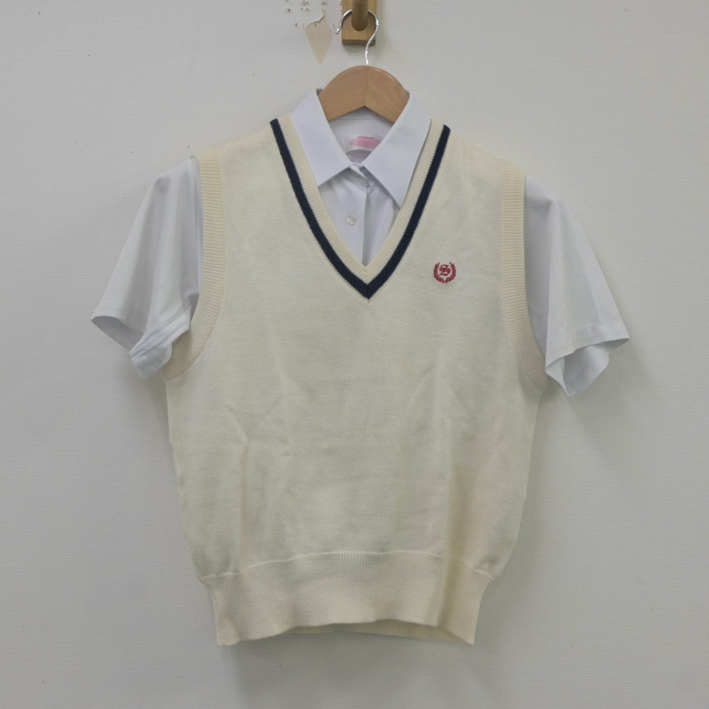 【中古制服】福岡県 西陵高等学校 女子制服 2点（ニットベスト・シャツ）sf023112【リサイクル学生服】 中古制服通販パレイド