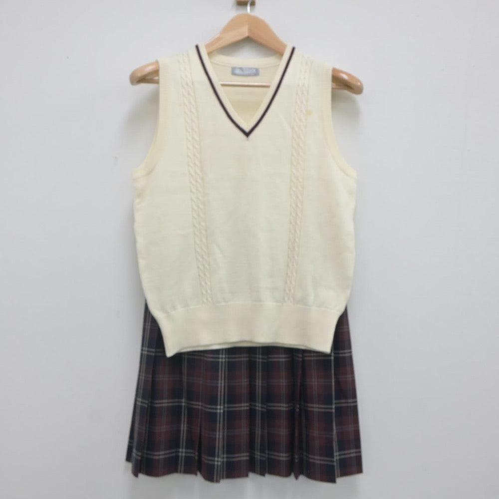 【中古制服】兵庫県 明石高等学校 女子制服 2点（ニットベスト・スカート）sf023268【リサイクル学生服】 中古制服通販パレイド