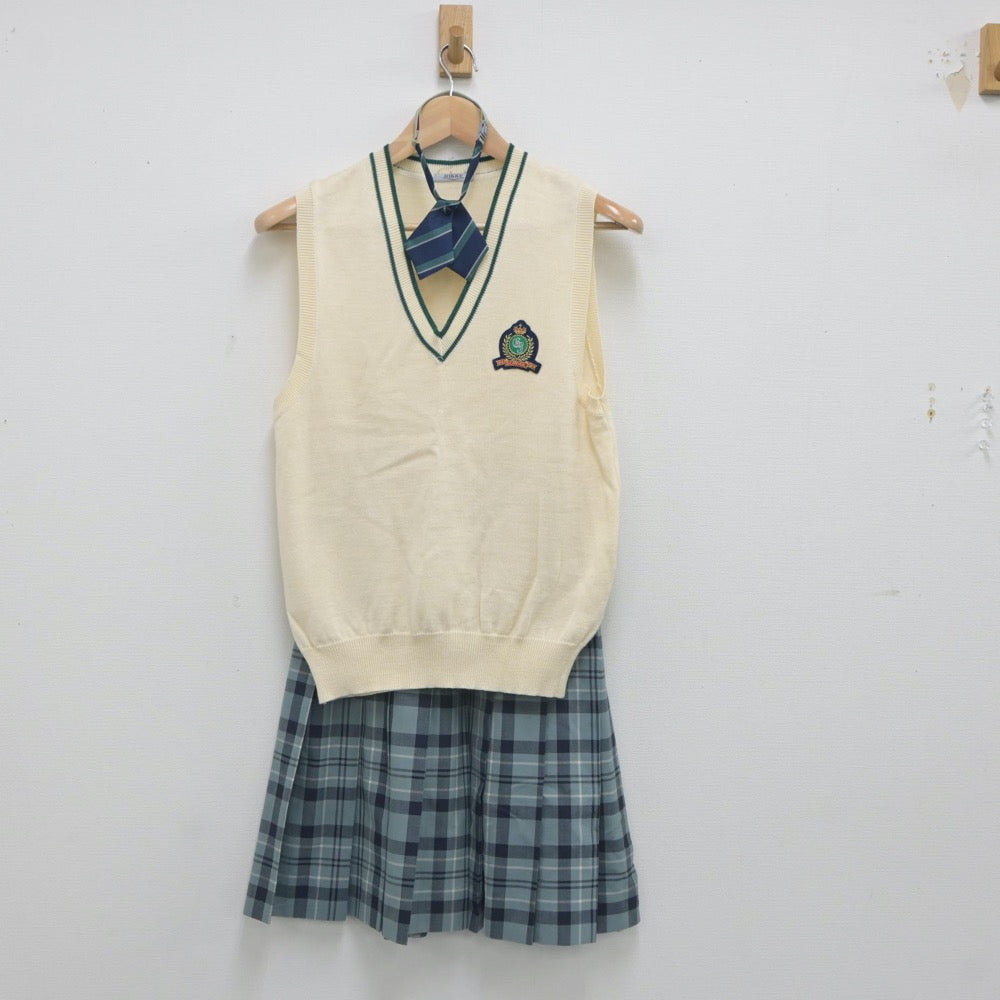 【中古制服】岐阜県 岐阜女子高等学校 女子制服 4点（ニットベスト・スカート）sf023303【リサイクル学生服】 中古制服通販パレイド