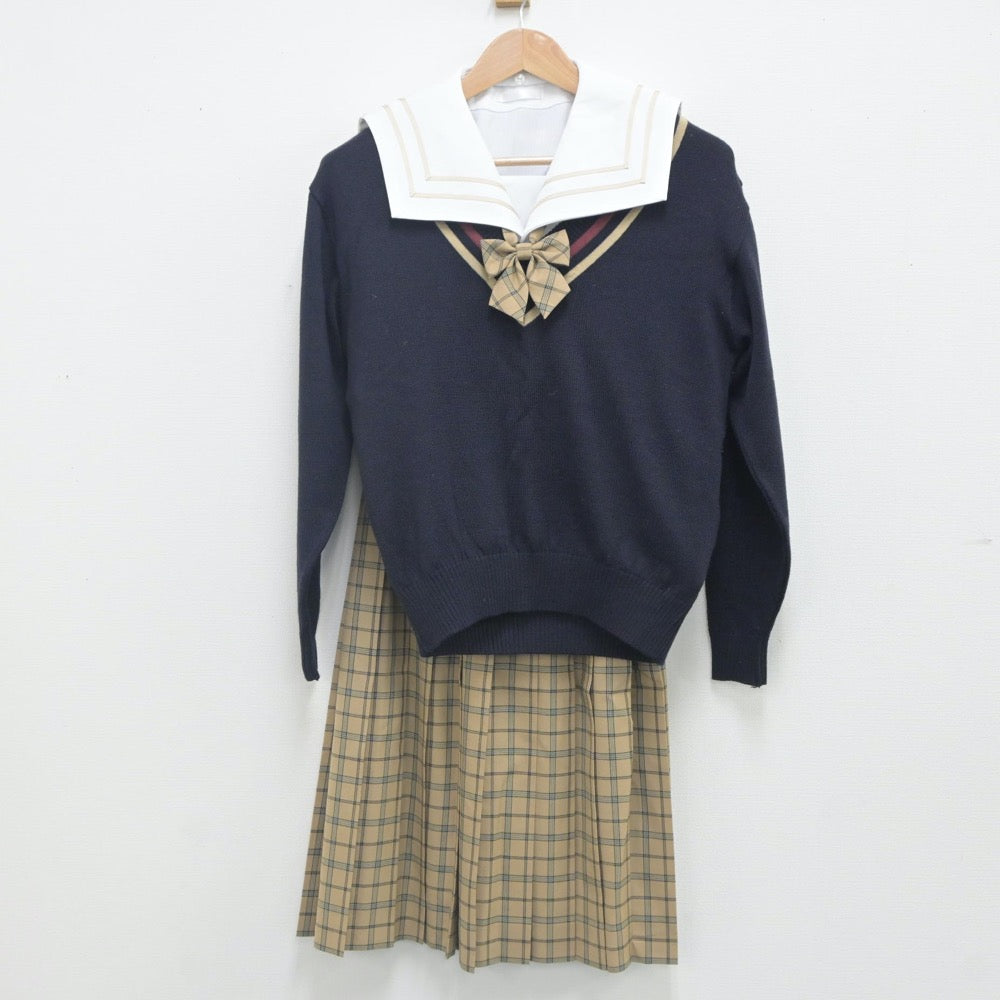 【中古制服】福井県 福井工大付属福井高等学校 女子制服 4点(ニット・セーラー服・スカート)sf023618【リサイクル学生服】 中古制服