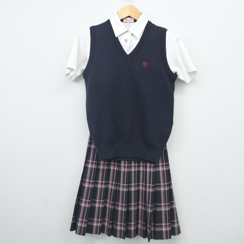 【中古制服】大阪府 南郷中学校 女子制服 4点（ニットベスト・シャツ・スカート）sf023882【リサイクル学生服】 中古制服通販パレイド