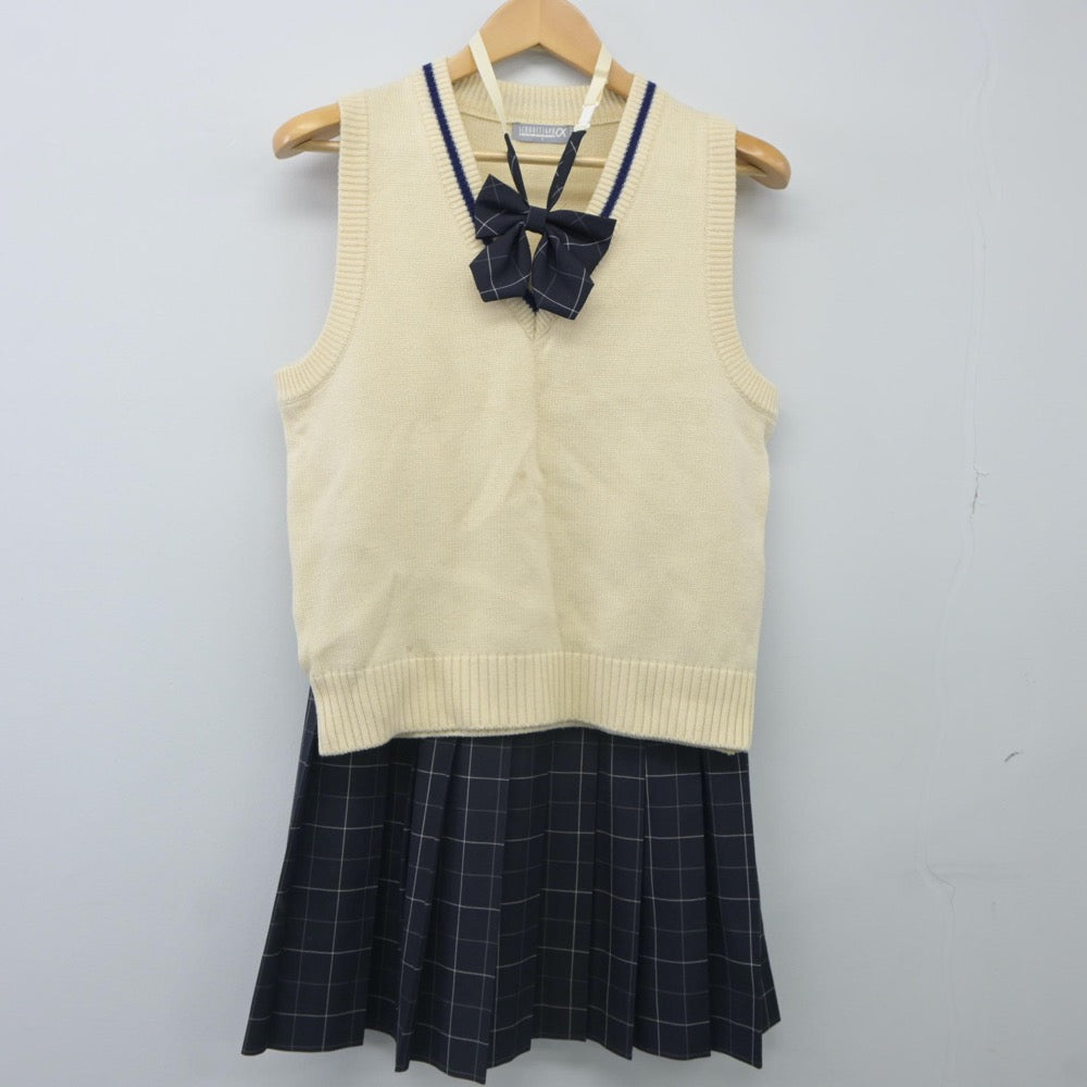 【中古制服】東京都 中央大学高等学校 女子制服 3点（ニットベスト・スカート）sf023963【リサイクル学生服】 中古制服通販パレイド