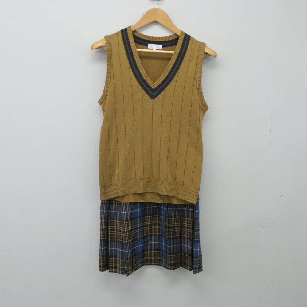 【中古制服】岡山県 岡山学芸館高等学校 女子制服 2点（ニットベスト・スカート）sf024292【リサイクル学生服】 中古制服通販パレイド