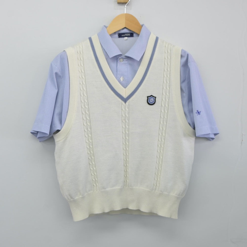 【中古制服】北海道 札幌北斗高等学校 女子制服 3点（シャツ・ニットベスト）sf025067【リサイクル学生服】 中古制服通販パレイド
