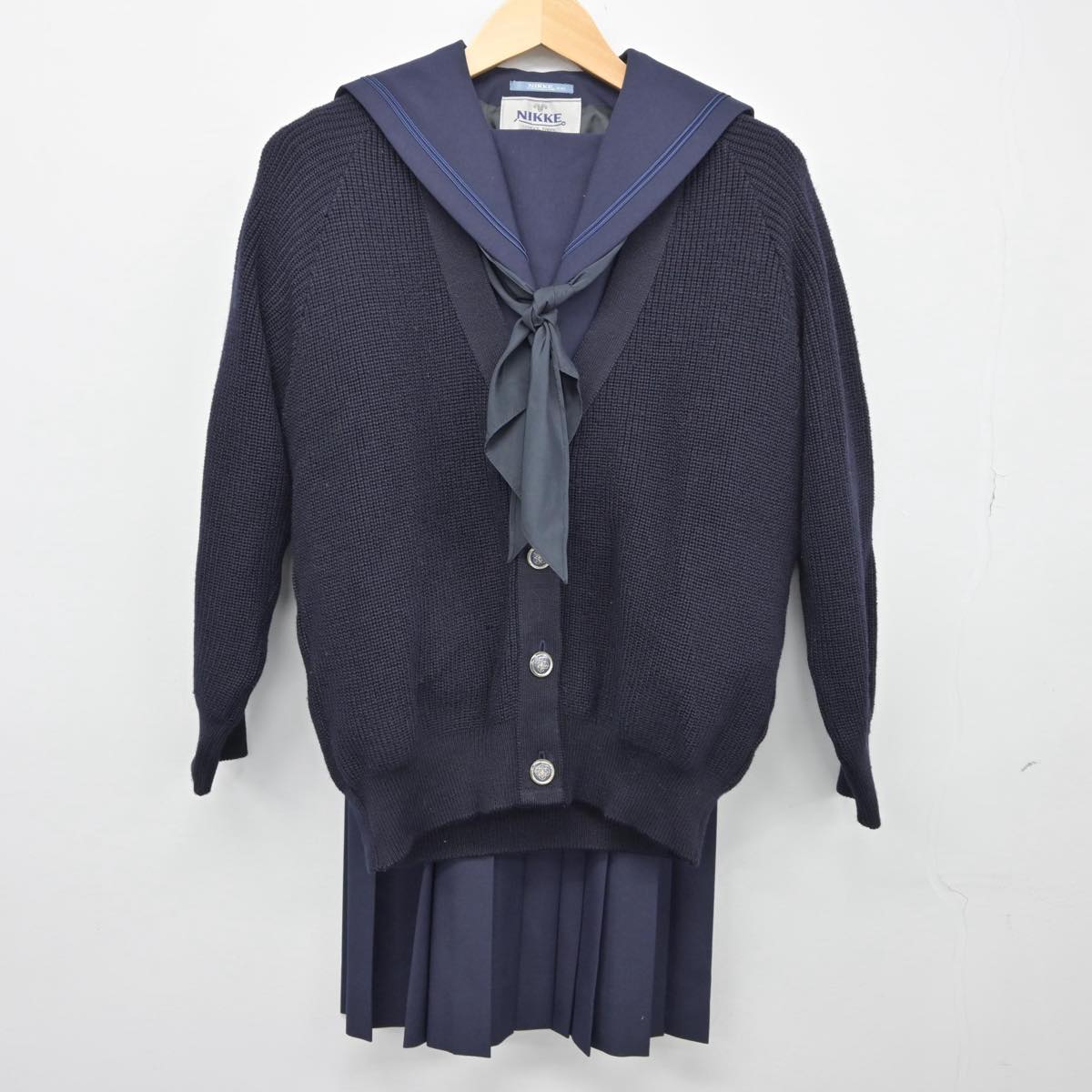 【中古制服】山口県 山口中央高等学校 女子制服 5点（セーラー服・ニット・スカート）sf025912【リサイクル学生服】 中古制服通販パレイド
