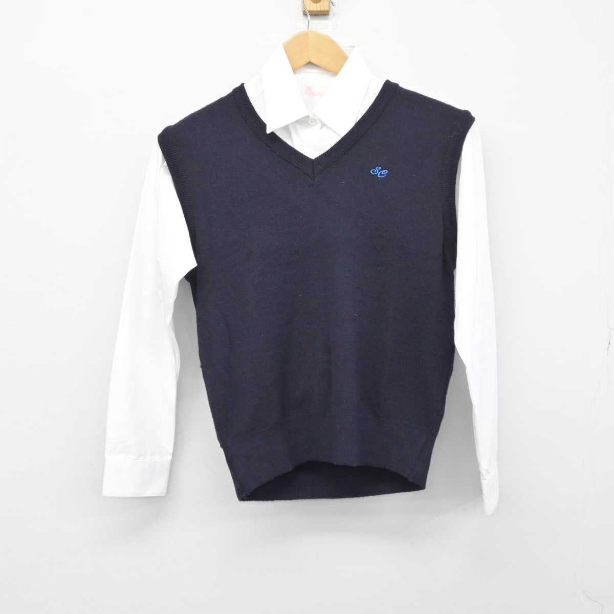 【中古】愛知県 聖カピタニオ女子高等学校 女子制服 2点（ニットベスト・シャツ）sf032745 中古制服通販パレイド